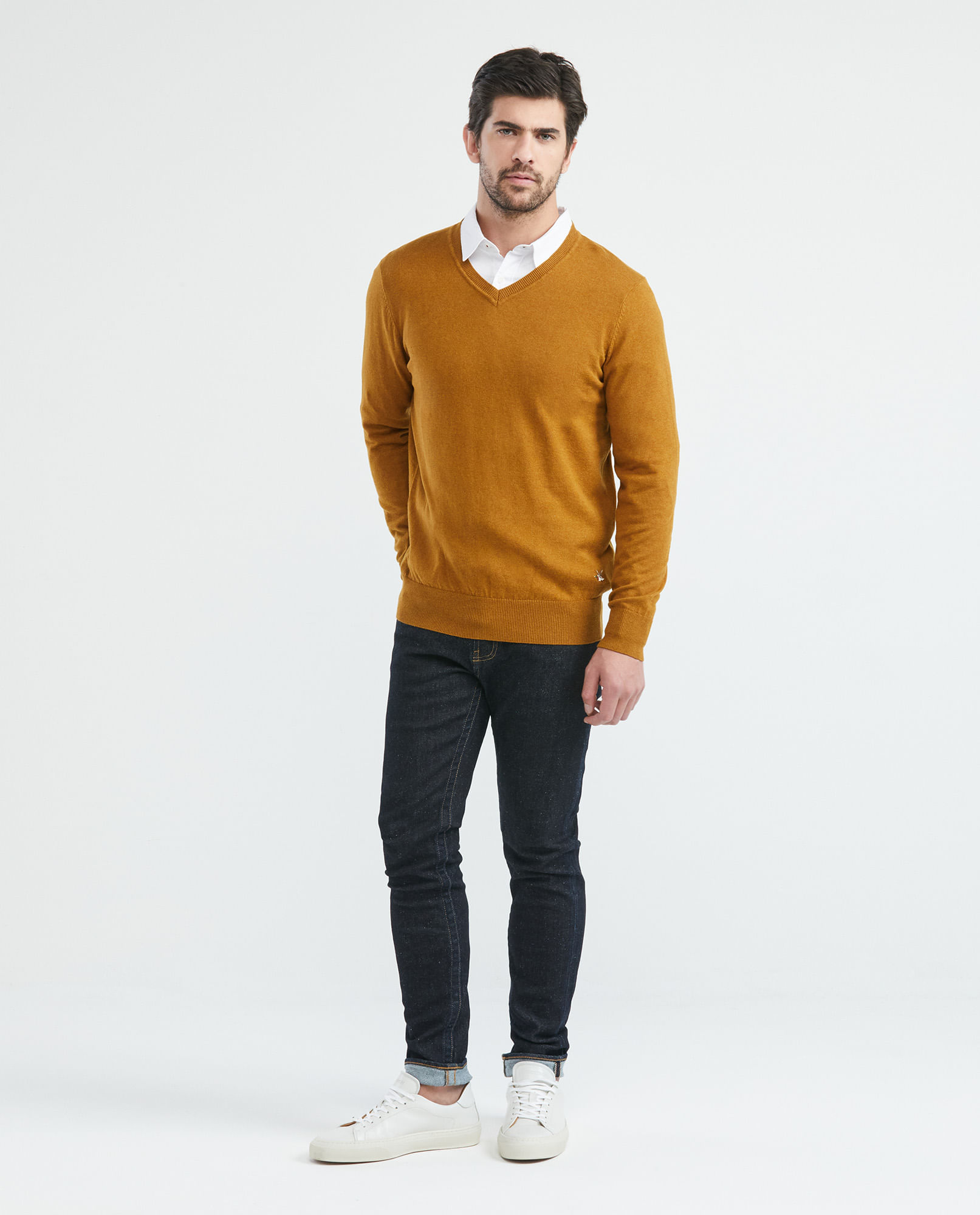 Suéter Tejido para Hombre, Cerrado Cuello en V - Fibras Heather 100% ...